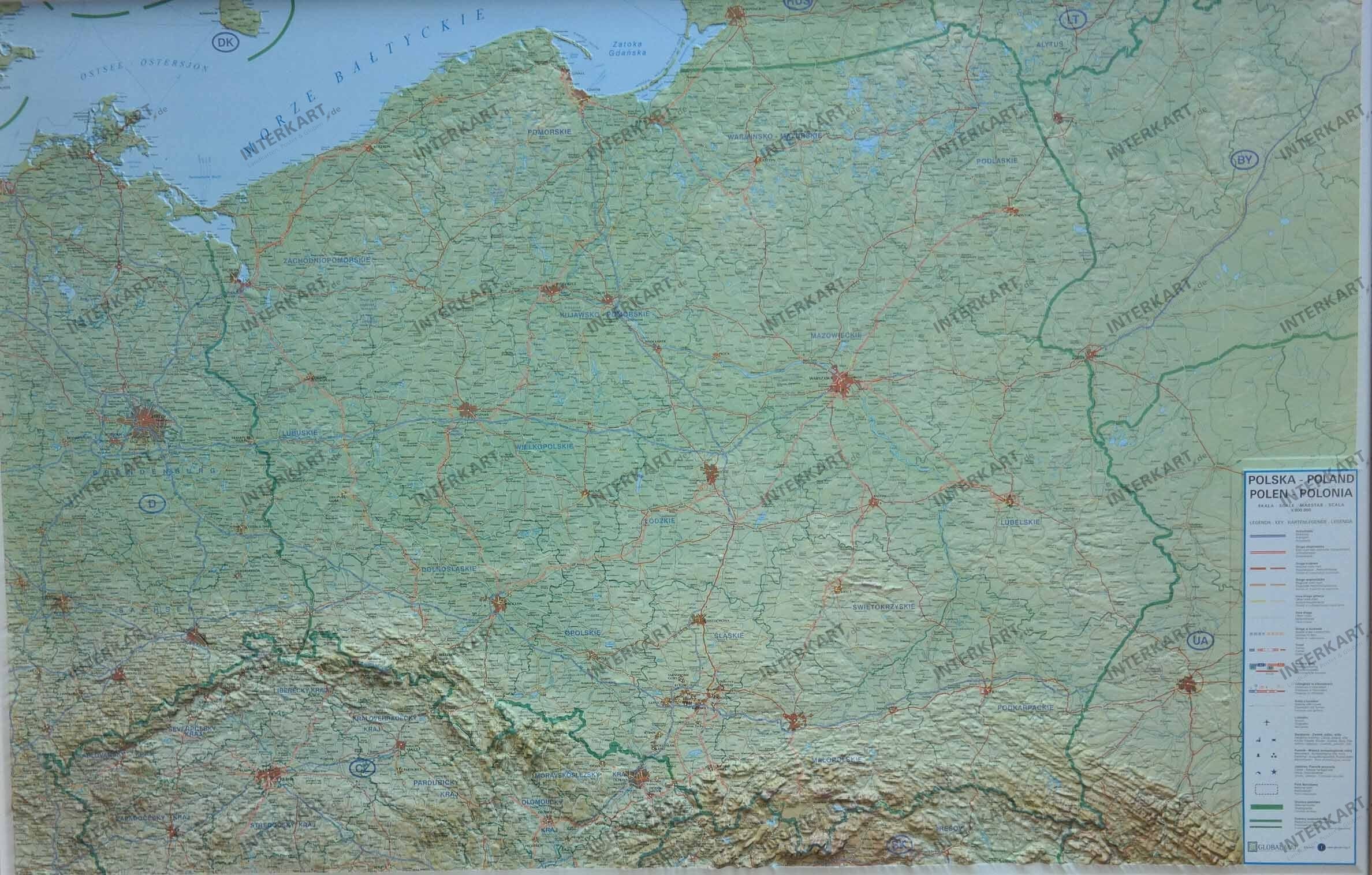 3D Relief Map Poland 129 x 86cm