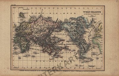 1836 - World Chart in Mercator's Projection (Replica) - old historical map