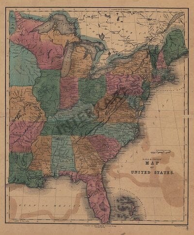 1840 - Map of United States - old historical map