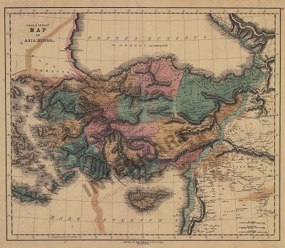 1840 - Map of Asia Minor - old historical map