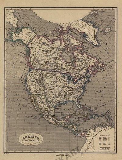 1867 - America Settentrionale - alte historische Karte