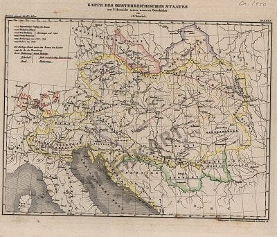 1850 - Karte des Österreichischen Staates - old historical map