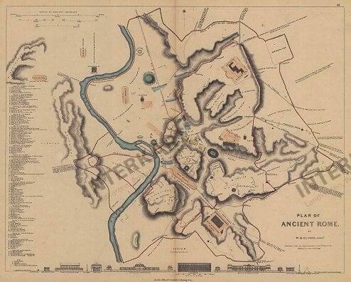 1840 - Plan of Ancient Rome - alte historische Karte