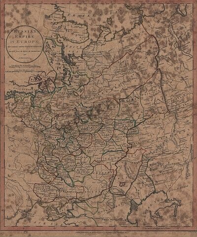 1801 - Russia in Europe - old historical map
