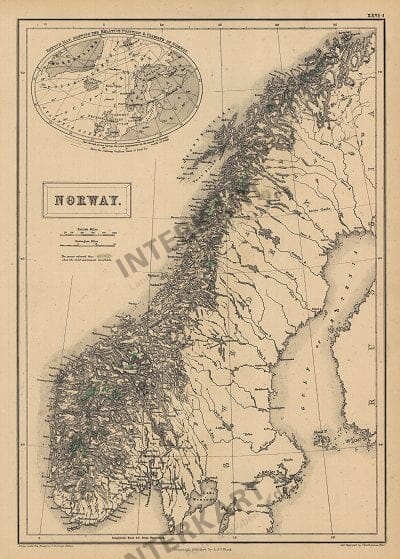 1854 - Norway (Replica) - old historical map
