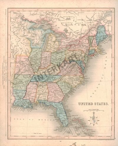 1839 - United States of America - old historical map