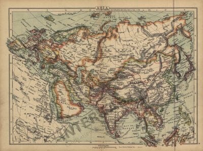 1890 - Asia - old historical map