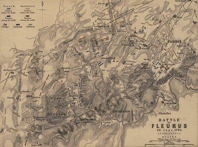 1794 - Battle of Fleurus - old historical map