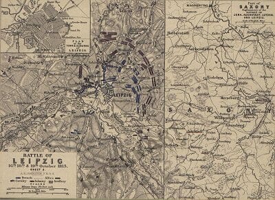1813 - Battle of Leipzig - alte historische Karte
