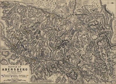 1809 - Battle of Abensberg - old historical map