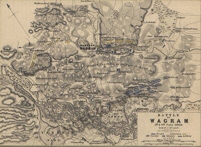 1809 - Battle of Wagram - old historical map