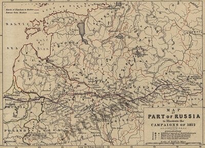 1812 - Map of Part of Russia - old historical map
