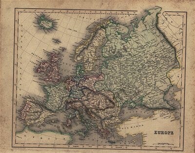 1839 - Europe - old historical map