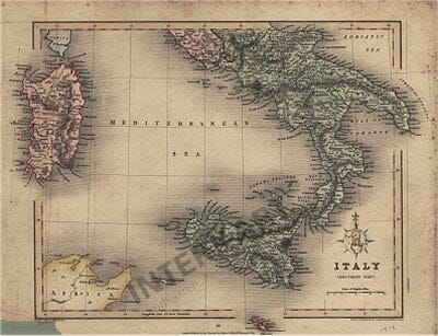 1858 - Italy (Southern Part) - old historical map