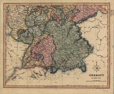 1839 - Germany (Southern Part) - alte historische Karte