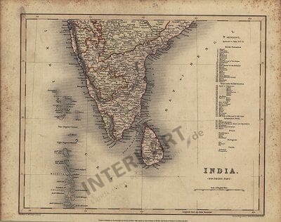 1839 - India (Southern Part) - old historical map