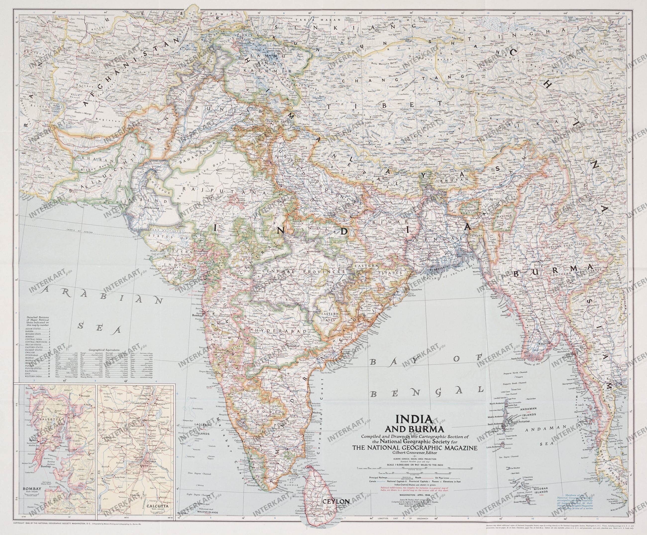 NGS 1946 India And Burma Map