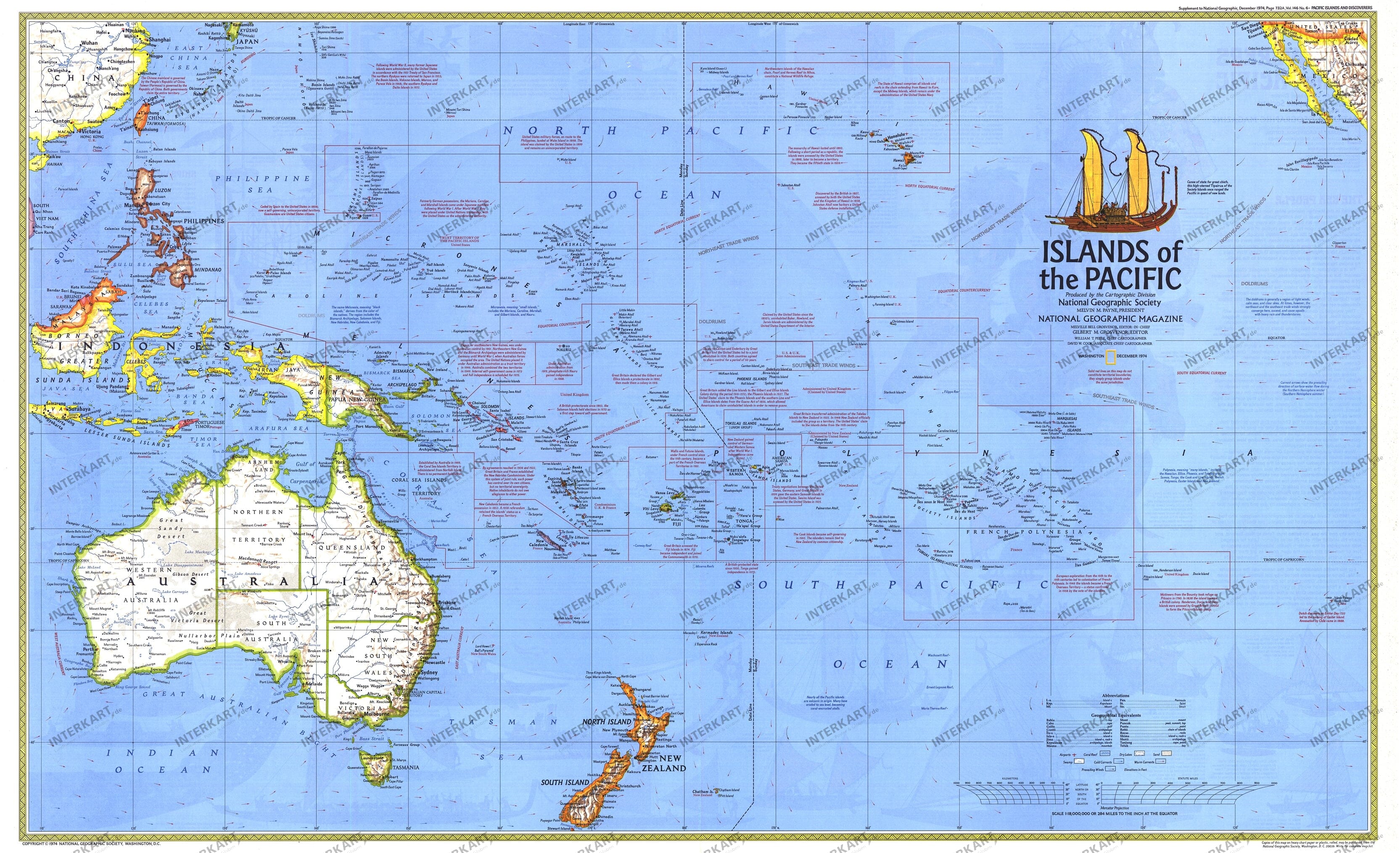 Historisk Australien og Oceanien Kort National Geographic