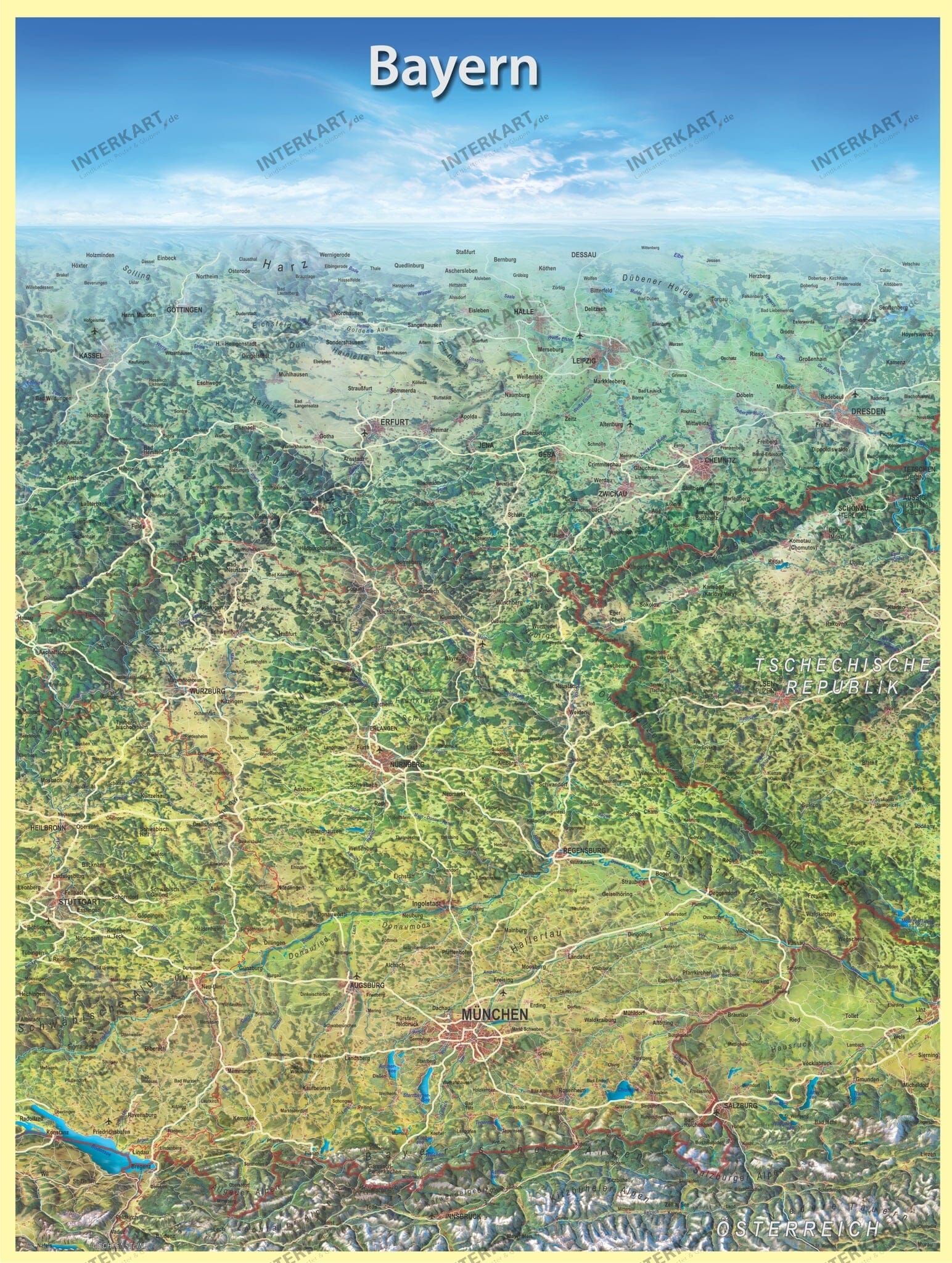 City map Munich with postcodes 100 x 100cm