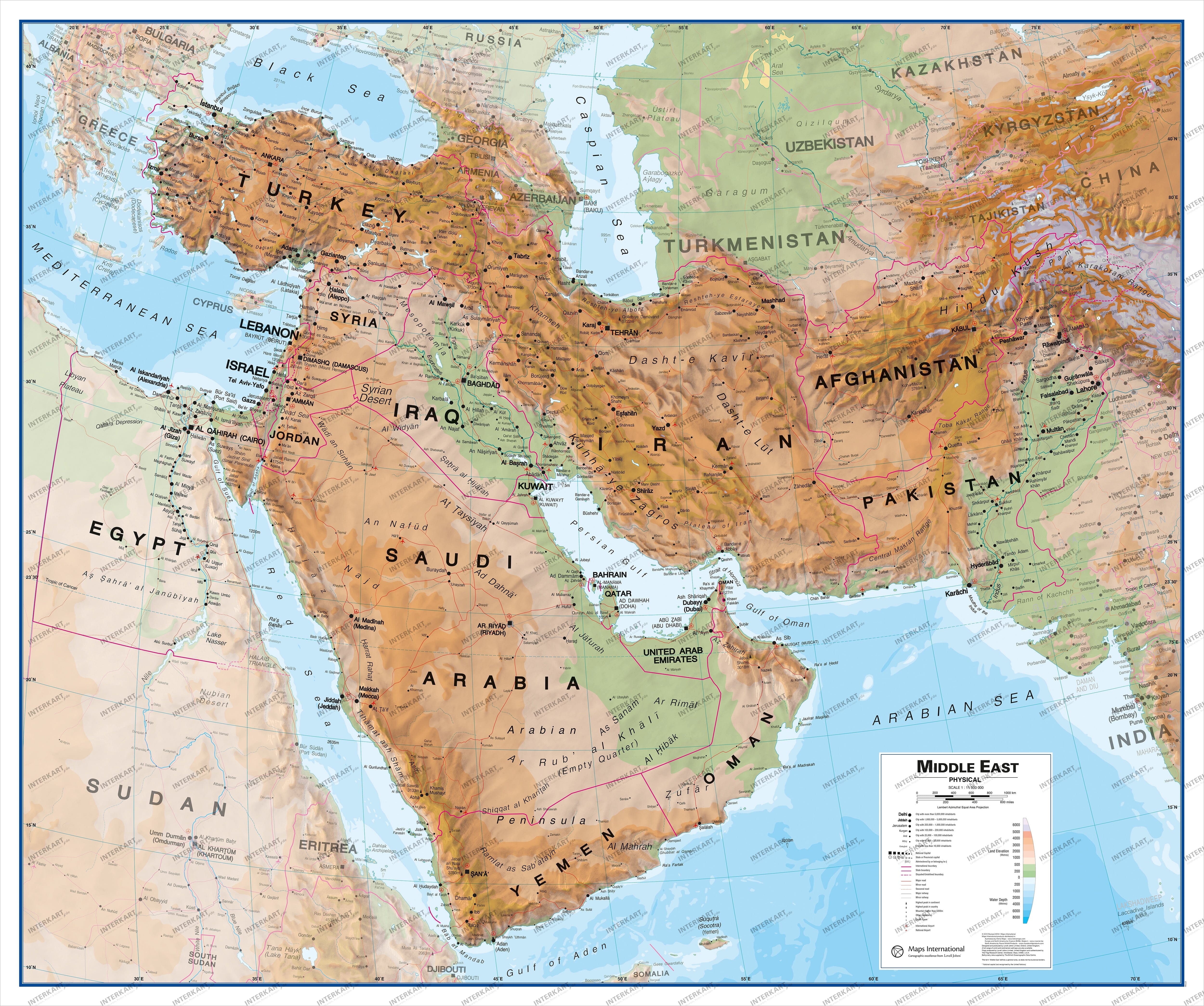 Middle East wall map 120 x 100cm