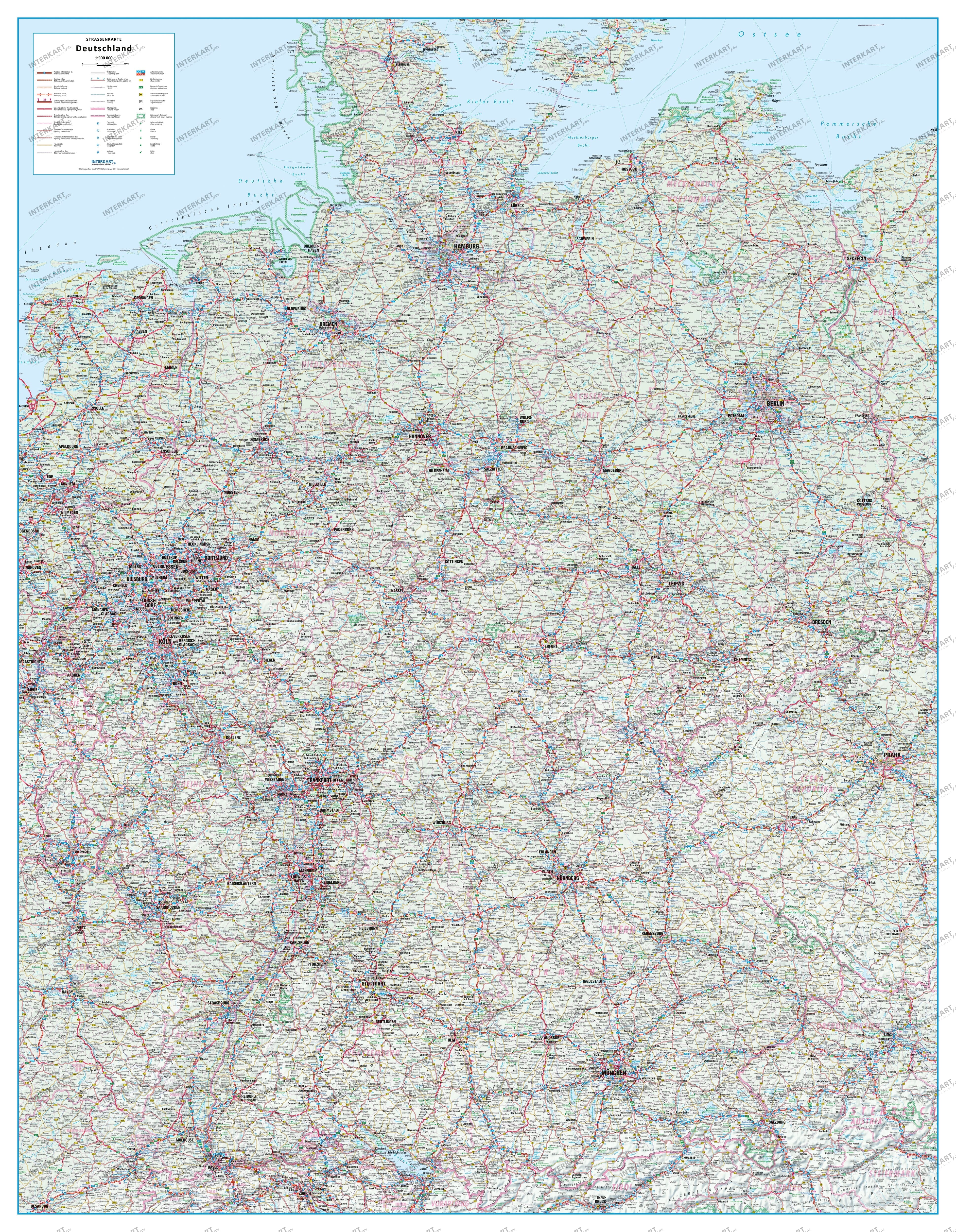 Straßenkarte Deutschland 135 x 174cm