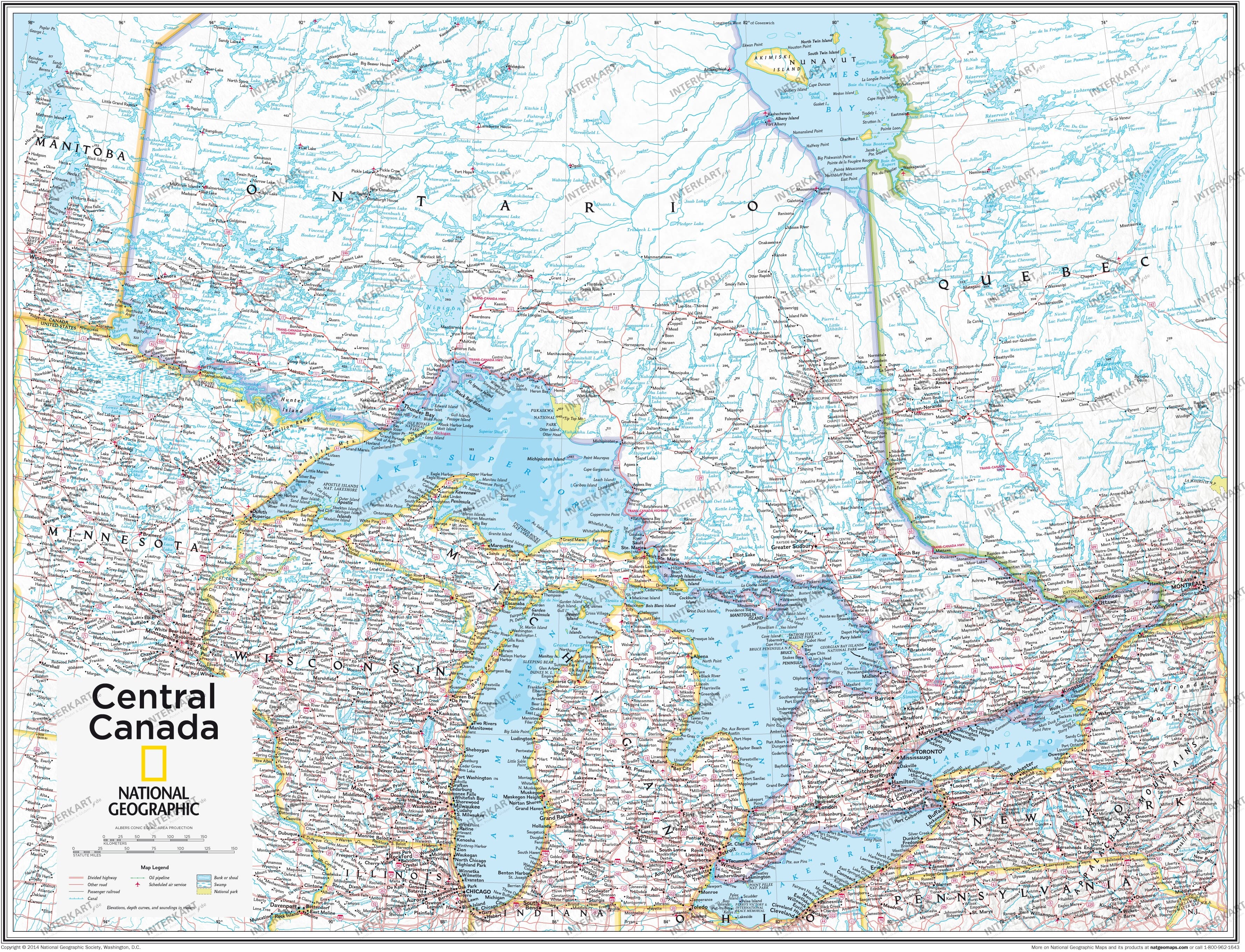 NGS Central Canada Wall Map