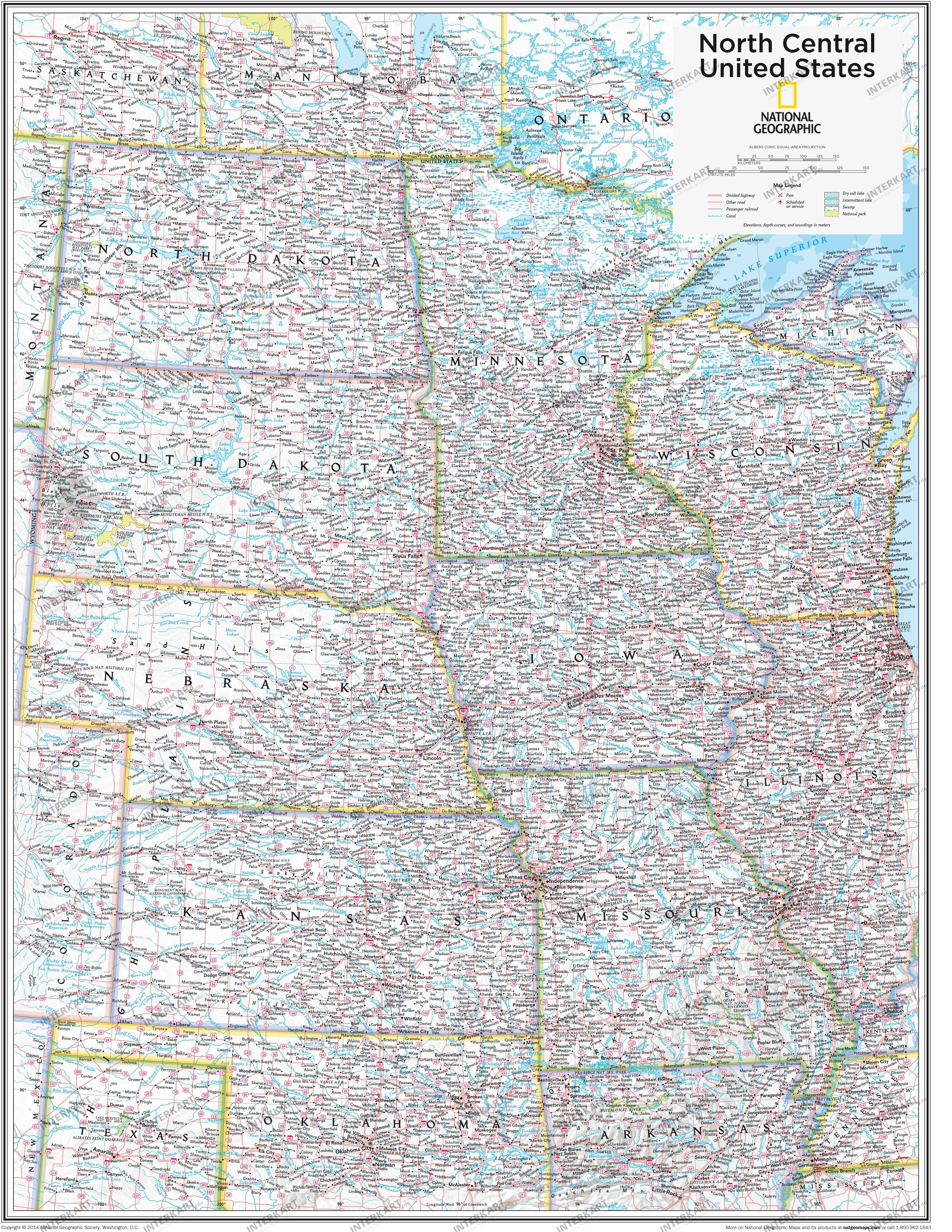 NGS North Central United States Wall Map