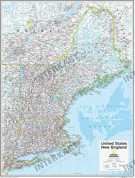 NGS New England United States Wall Map NGS New England United States Wall Map