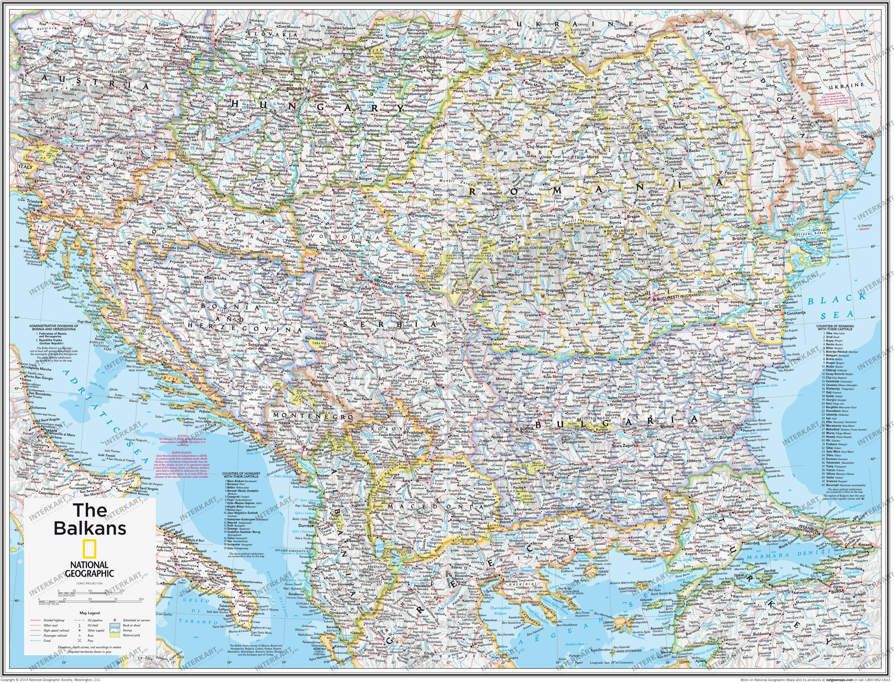 NGS Balkans Wall Map