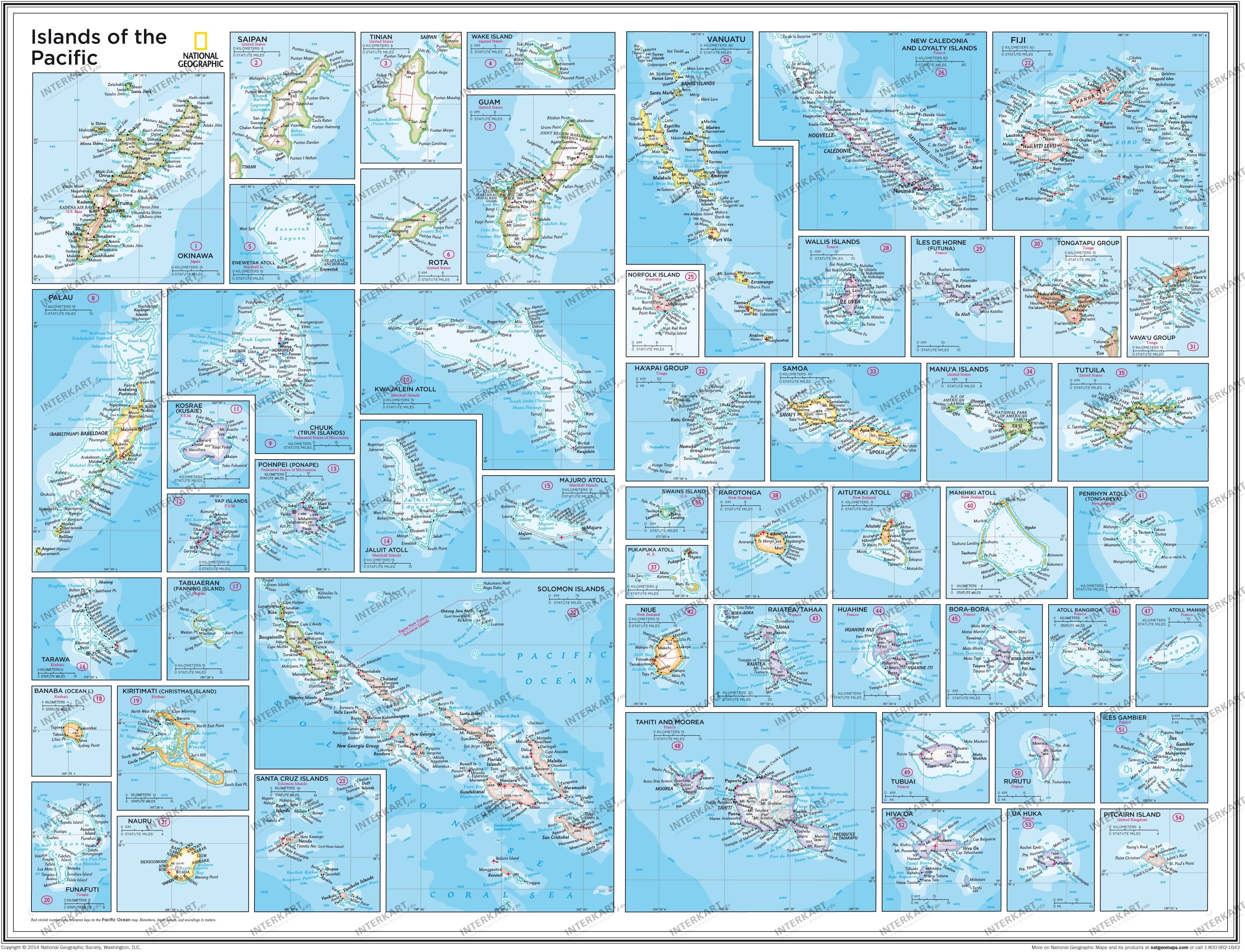 NGS Islands of the Pacific Wall Map