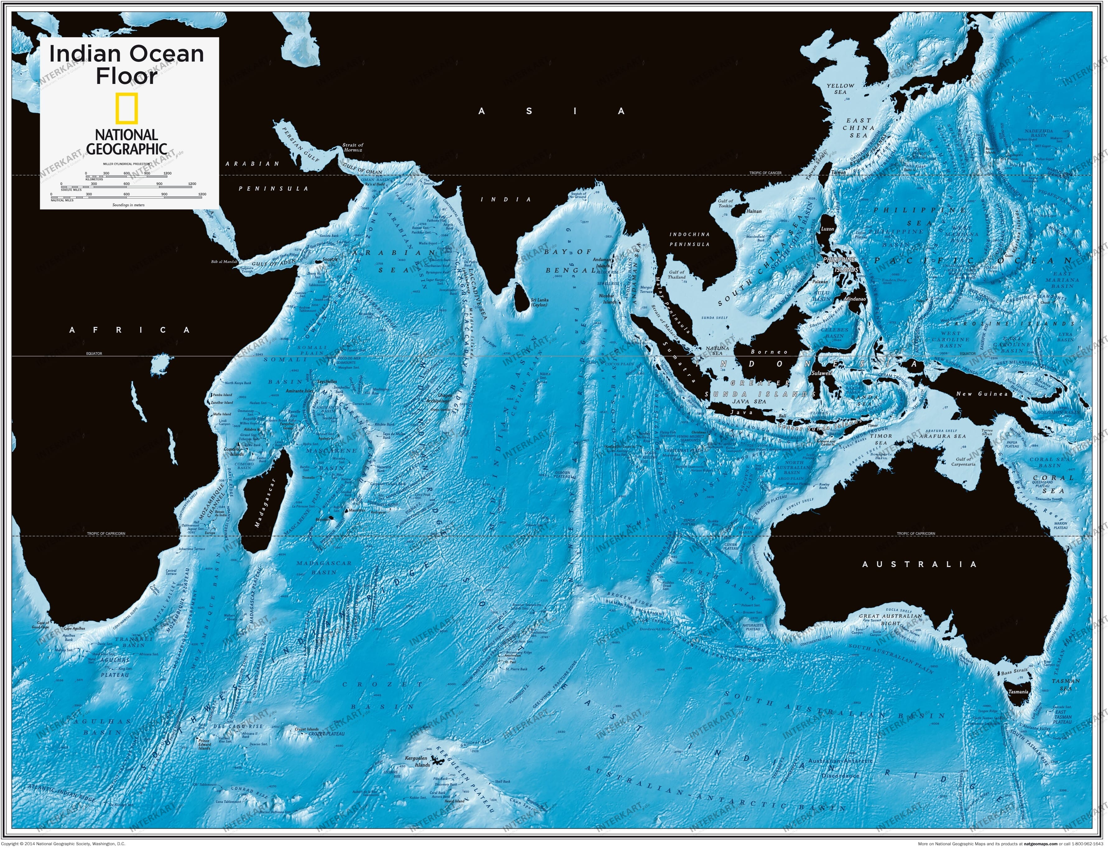 NGS Indian Ocean Floor Wall Map