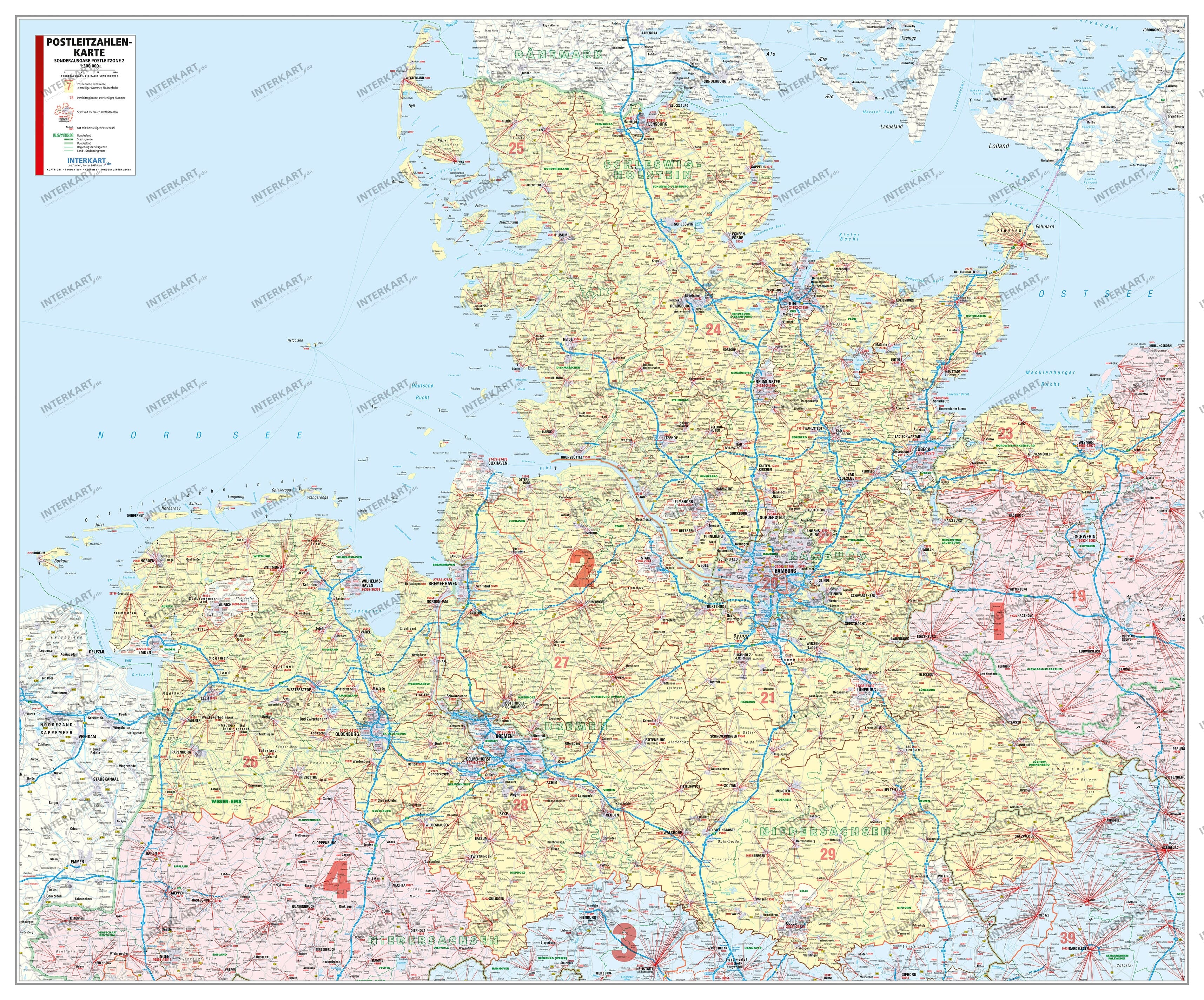 5-digit Postcode Map Germany Zone 2