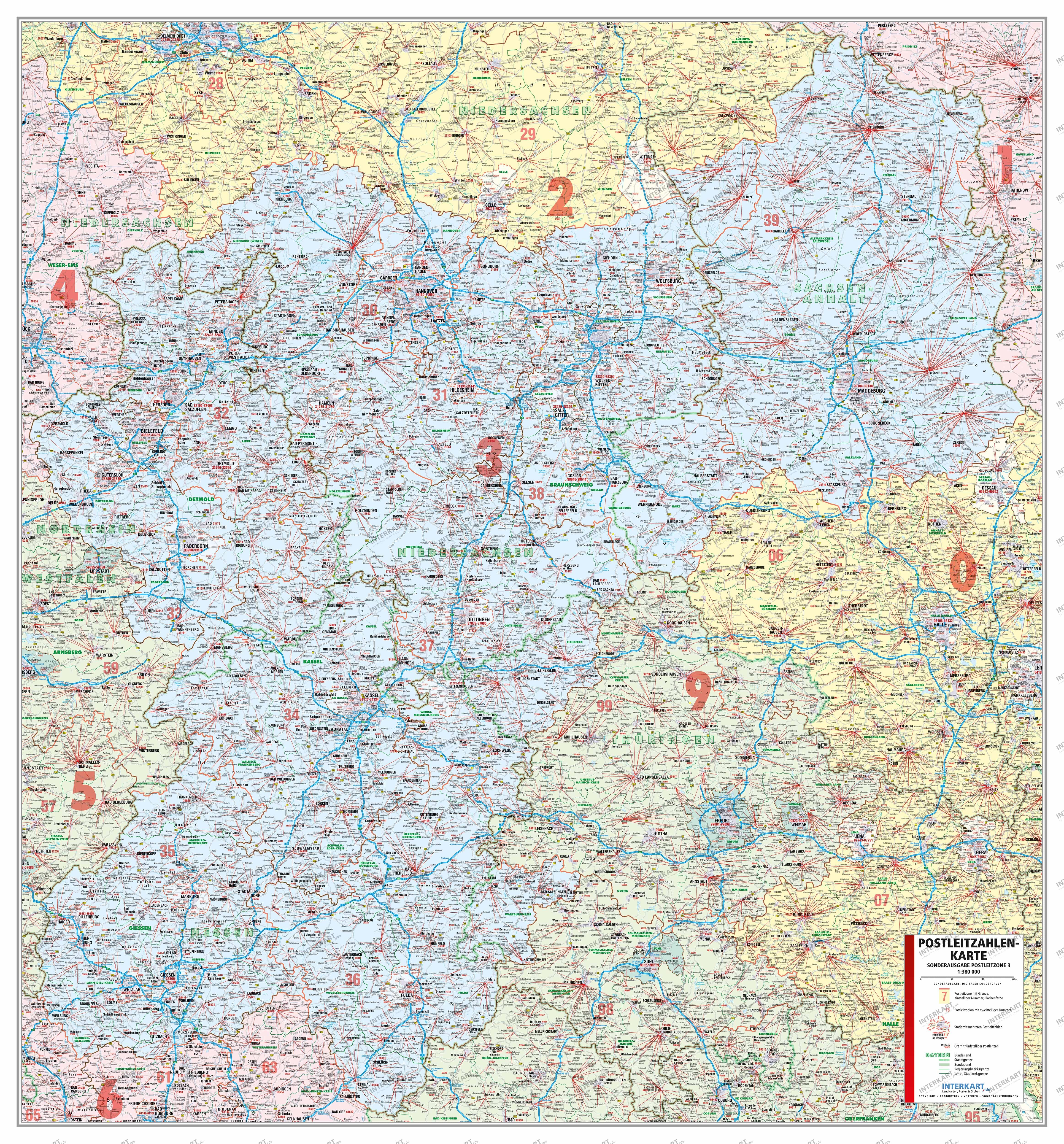5-digit Postcode Map Germany Zone 3