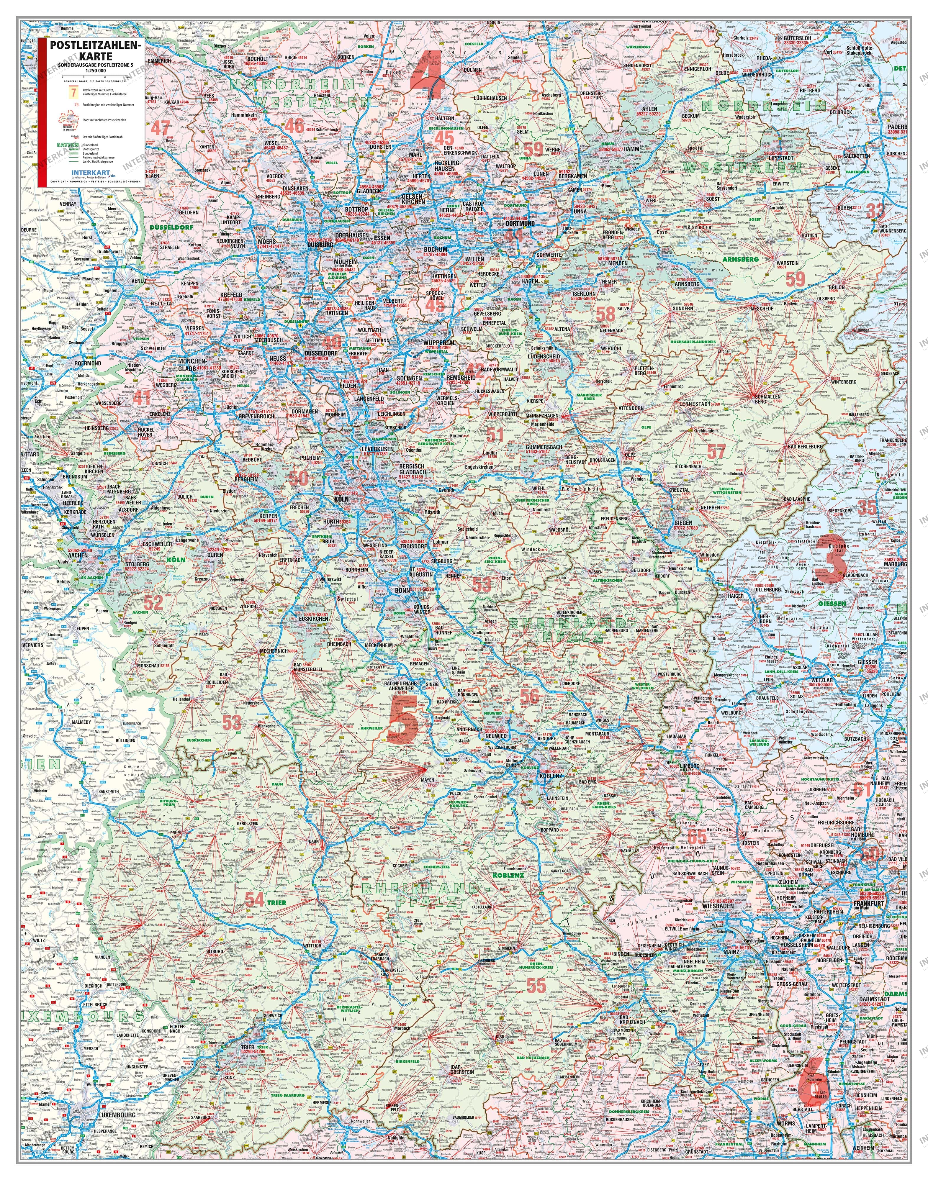 5-digit Postcode Map Germany Zone 5
