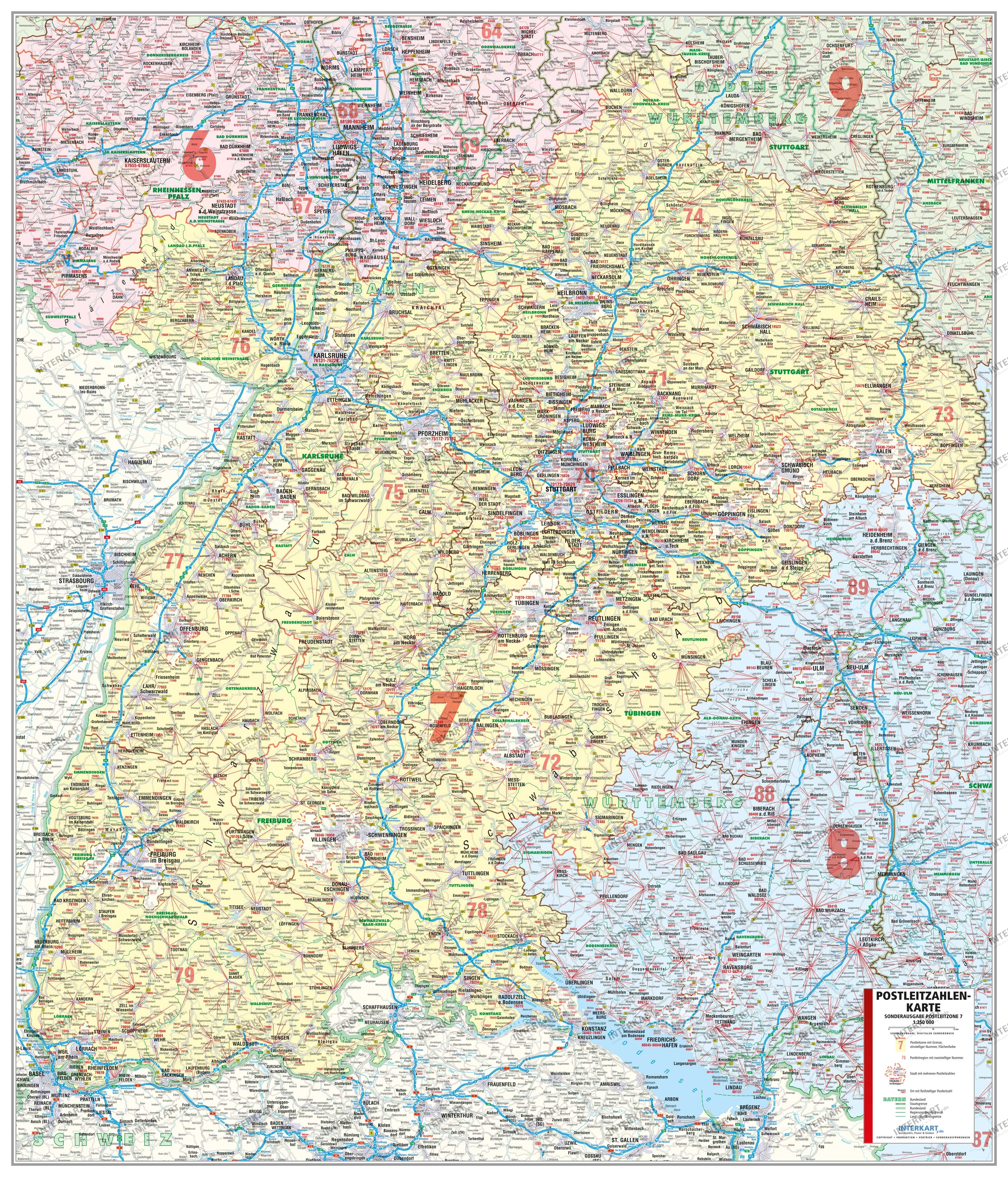5-digit Postcode Map Germany Zone 7