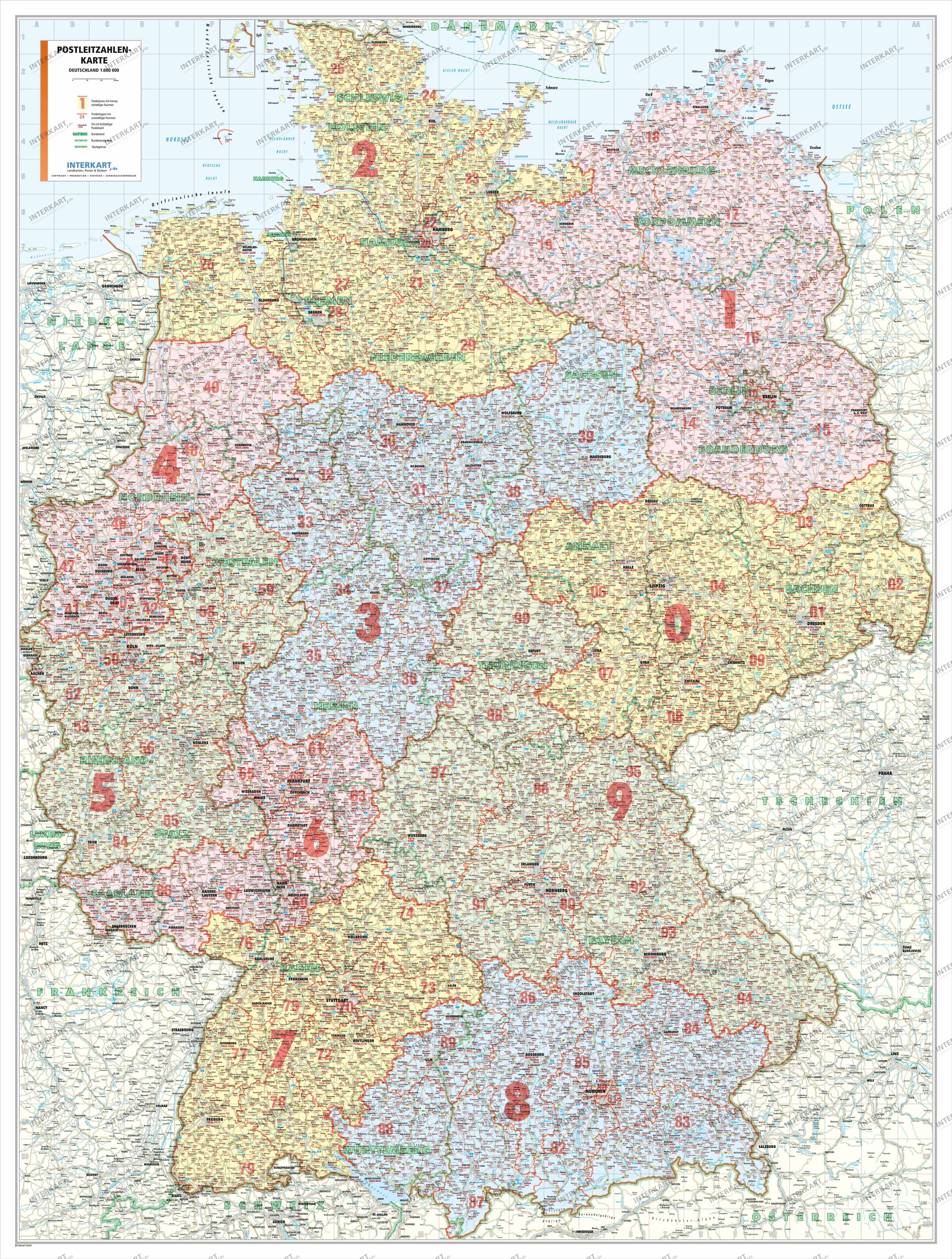 Postcode map Germany DIN A0