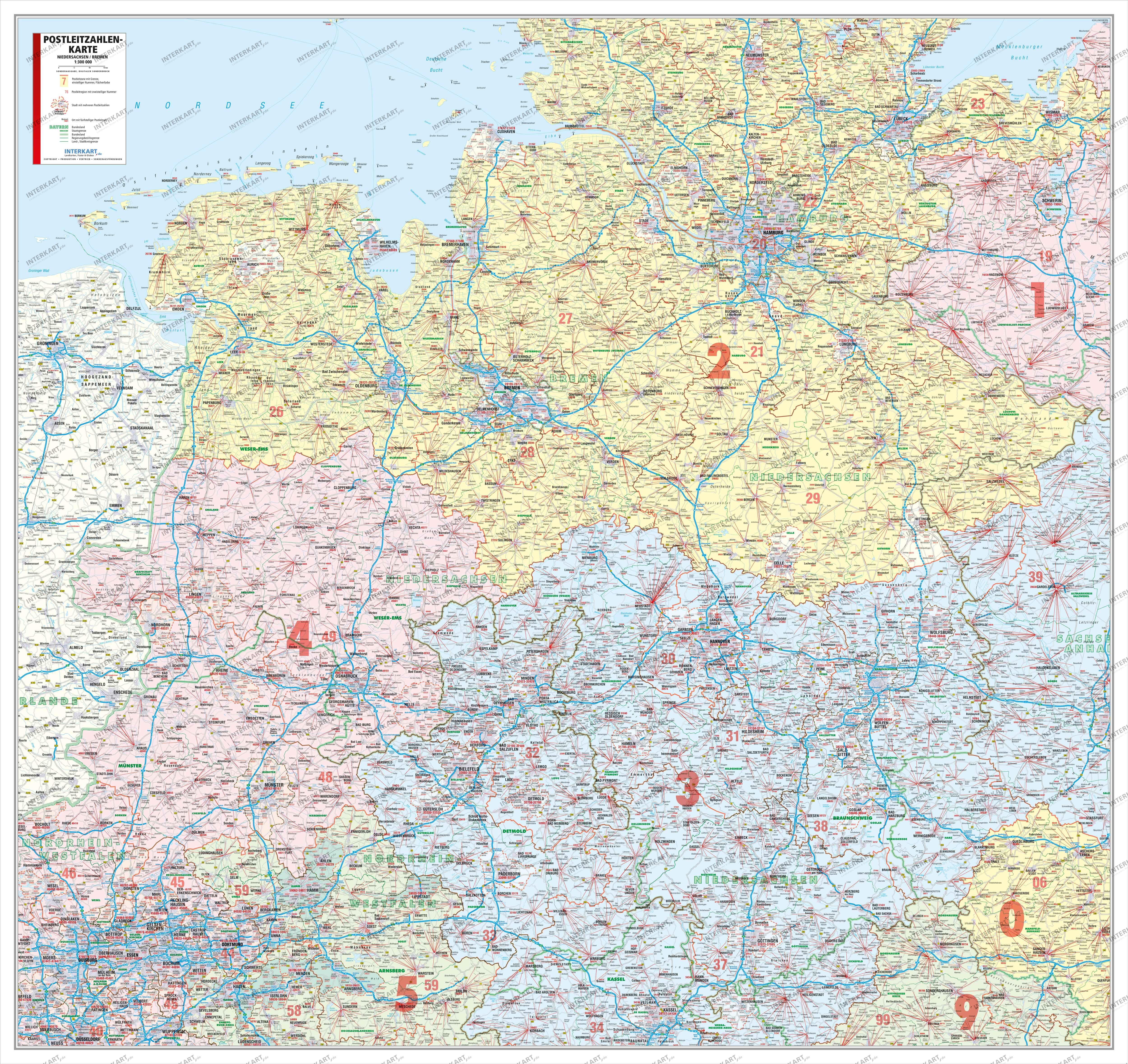 Postcode map Lower Saxony