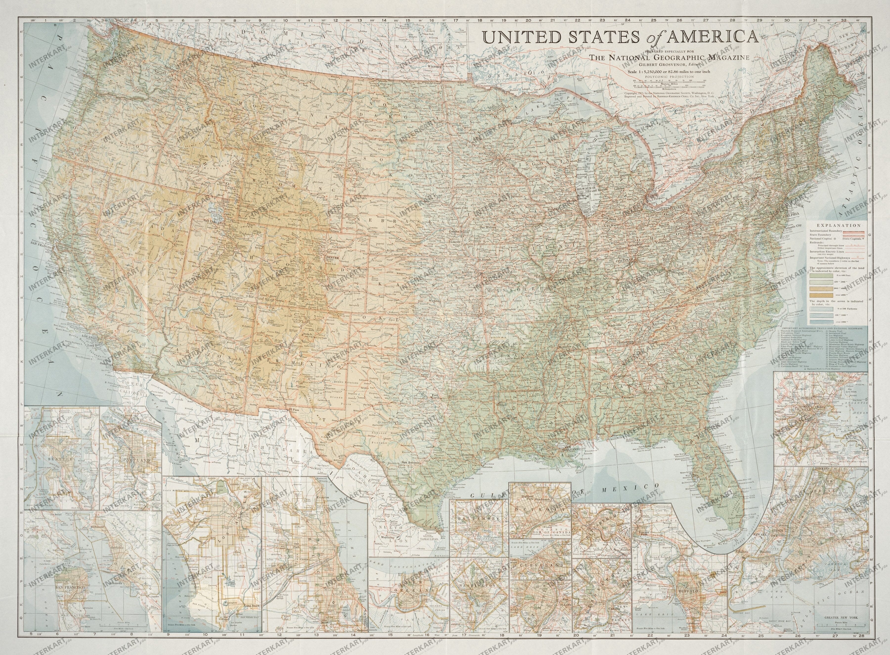 1923 United States Of America Map