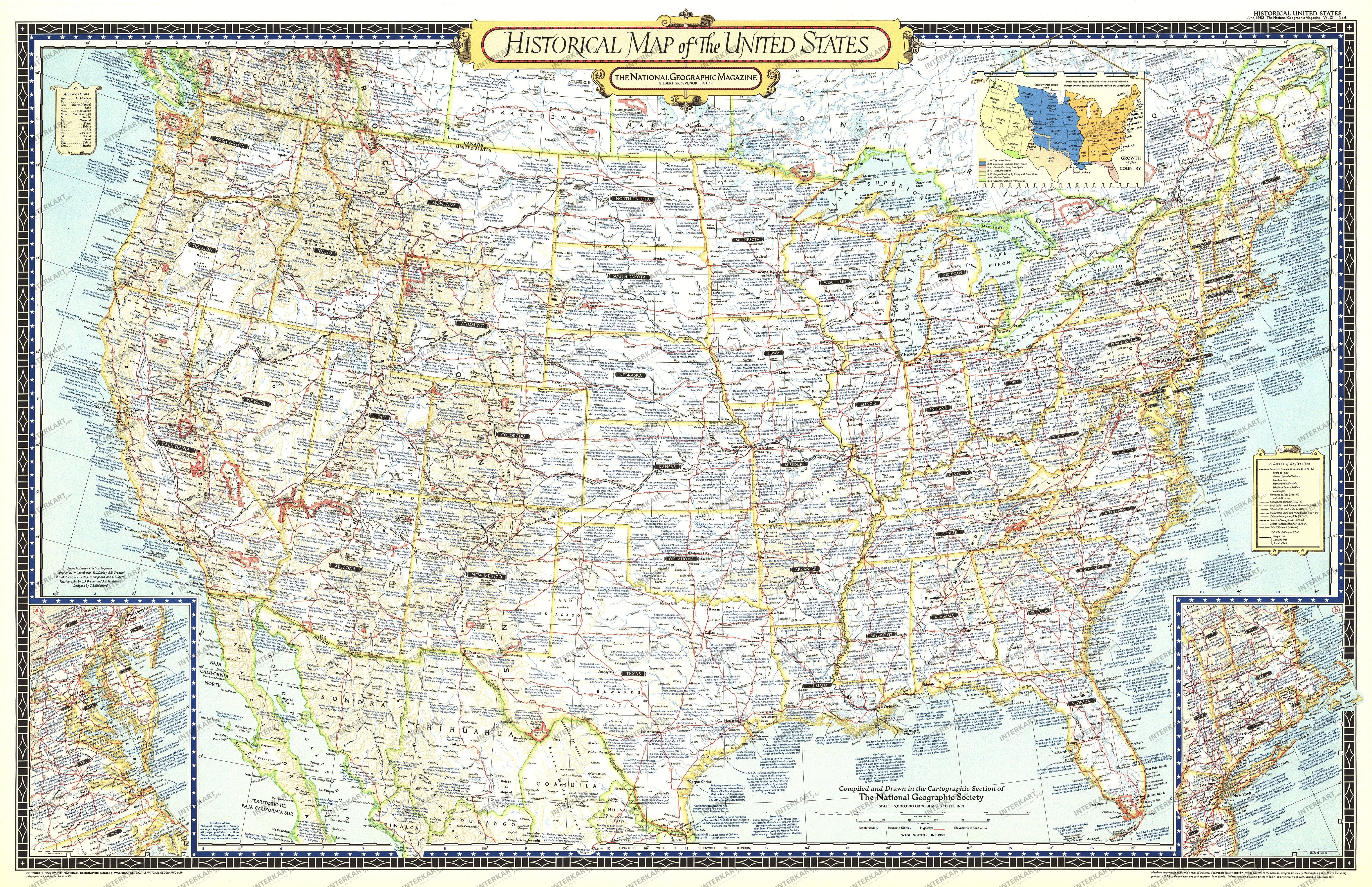 NGS 1953 Historical Map Of The United States Map
